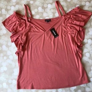Express | Tops | Womens Girls Express Pink Coral Flutter Top S Nwt ...